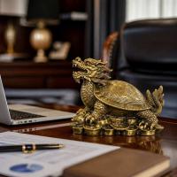 China Brass Dragon Turtle Statue Feng Shui Figurine for Wealth Protection for sale
