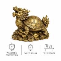 China Brass Dragon Turtle Statue Feng Shui Figurine for Wealth Protection for sale