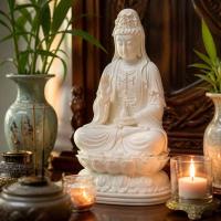 China Elegant White Guanyin Statue Quan Yin Figurine for Home Altar for sale