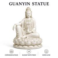 China Elegant White Guanyin Statue Quan Yin Figurine for Home Altar for sale