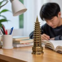 China Brass Wenchang Tower Pagoda 13 Level for Academic Success Decor for sale