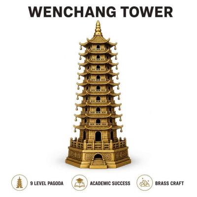 China Brass Wenchang Tower Pagoda 13 Level for Academic Success Decor for sale