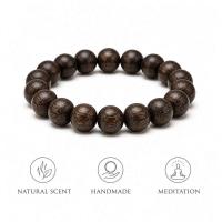 China Natural Agarwood Taoist Bracelet with Hand-Polished Beads and Reinforced Elastic Cord for Meditation for sale