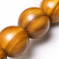 China Handmade Golden Nanmu Wood Taoist Bracelet with 14 Beads and Silky Grain for Meditation for sale