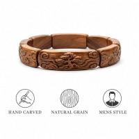 China Natural Cypress Wood Taoist Bracelet with Hand-Carved Beads and Matte Smooth Finish for Meditation for sale