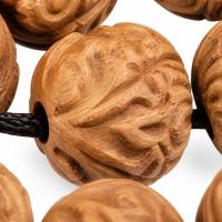 China Natural Cypress Wood Taoist Bracelet with Hand-Carved Beads and Matte Smooth Finish for Meditation for sale