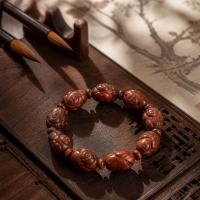 China Huanghuali Rosewood Taoist Bracelet with Hand-Carved Gourd Beads and Ghost-Face Grain for Wealth and Luck for sale