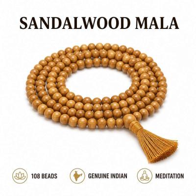 China Genuine Indian Sandalwood Taoist Bracelet 108 Beads Mala with Sweet Creamy Fragrance for Meditation for sale