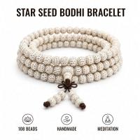 China Handmade Taoist Bracelet with 108 Natural Bodhi Seeds and Star Moon Dot Patterns for Meditation for sale