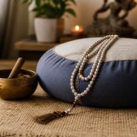 China Handmade Taoist Bracelet with 108 Natural Bodhi Seeds and Star Moon Dot Patterns for Meditation for sale