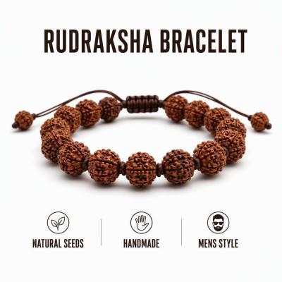 China Natural Rudraksha Bodhi Bracelet with 14 Beads and Hand-Polished Natural Ridges for Meditation for sale