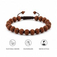 China Natural Rudraksha Bodhi Bracelet with 14 Beads and Hand-Polished Natural Ridges for Meditation for sale
