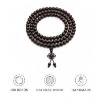 China Natural Wenge Wood Taoist Bracelet 108 Beads Handmade Mala for Men with Traditional Tassel for sale