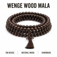 China Natural Wenge Wood Taoist Bracelet 108 Beads Handmade Mala for Men with Traditional Tassel for sale