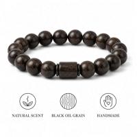 China Handmade Dalbergia Wood Taoist Bracelet with Natural Fragrance and Black-Oil Grain for Meditation for sale