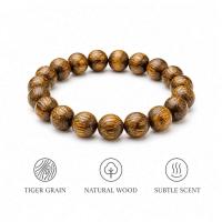 China Natural Aquilaria Wood Taoist Bracelet with Tiger Stripe Grain and Subtle Woody Fragrance for Meditation for sale