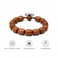China Hand-Polished Natural Six Paths Wood Taoist Bracelet with 14 Beads for Meditation and Prayer for sale
