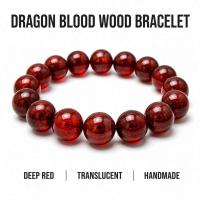 China Handmade Natural Dragon Blood Wood Taoist Bracelet with Translucent Glow and Hand-Polished Beads for sale