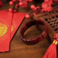 China Handmade Natural Dragon Blood Wood Taoist Bracelet with Translucent Glow and Hand-Polished Beads for sale