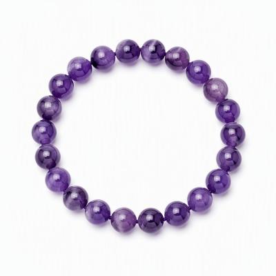 China Natural Amethyst Crystal Bracelet 8mm Round Beads for Calm Energy for sale