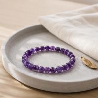 China Natural Amethyst Crystal Bracelet 8mm Round Beads for Calm Energy for sale