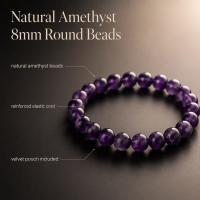 China Natural Amethyst Crystal Bracelet 8mm Round Beads for Calm Energy for sale