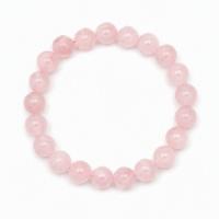 China Natural Rose Quartz Crystal Bracelet 8mm Round Beads for Love Healing for sale