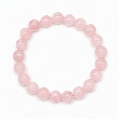 China Natural Rose Quartz Crystal Bracelet 8mm Round Beads for Love Healing for sale