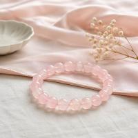 China Natural Rose Quartz Crystal Bracelet 8mm Round Beads for Love Healing for sale