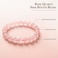 China Natural Rose Quartz Crystal Bracelet 8mm Round Beads for Love Healing for sale