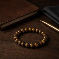 China Natural Tiger Eye Crystal Bracelet 8mm Round Beads for Confidence for sale