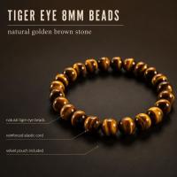 China Natural Tiger Eye Crystal Bracelet 8mm Round Beads for Confidence for sale