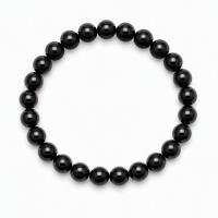 China Natural Black Obsidian Bracelet 8mm Round Beads for Protection for sale