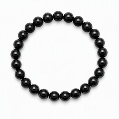 China Natural Black Obsidian Bracelet 8mm Round Beads for Protection for sale
