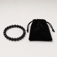 China Natural Black Obsidian Bracelet 8mm Round Beads for Protection for sale