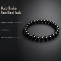 China Natural Black Obsidian Bracelet 8mm Round Beads for Protection for sale