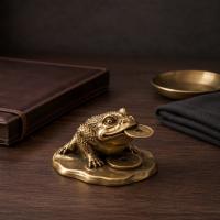 China Handmade Brass Three Legged Toad Jin Chan Charm 8cm for Wealth Luck for sale