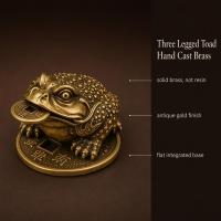 China Handmade Brass Three Legged Toad Jin Chan Charm 8cm for Wealth Luck for sale