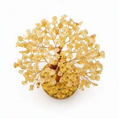 China Natural Citrine Crystal Money Tree 18cm Feng Shui Charm for Wealth for sale