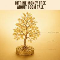 China Natural Citrine Crystal Money Tree 18cm Feng Shui Charm for Wealth for sale