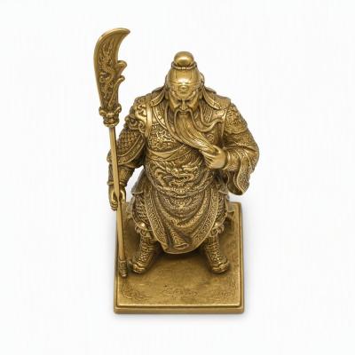 China Handmade Brass Guan Yu Statue 20cm for Wealth and Loyalty Altar for sale