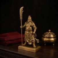 China Handmade Brass Guan Yu Statue 20cm for Wealth and Loyalty Altar for sale