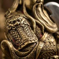 China Handmade Brass Guan Yu Statue 20cm for Wealth and Loyalty Altar for sale