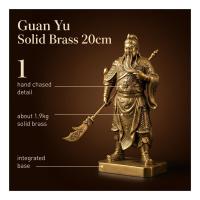 China Handmade Brass Guan Yu Statue 20cm for Wealth and Loyalty Altar for sale