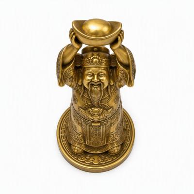 China Brass Cai Shen Wealth God Statue 25cm for Home Altar Prosperity for sale