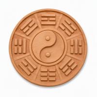 China Hand Carved Peach Wood Bagua Wall Plaque 30cm for Door Protection for sale