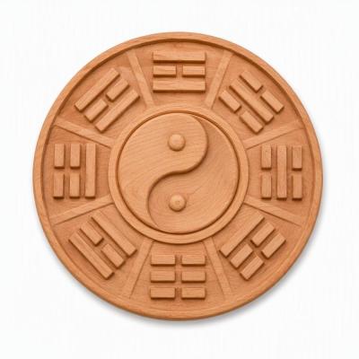 China Hand Carved Peach Wood Bagua Wall Plaque 30cm for Door Protection for sale