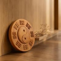 China Hand Carved Peach Wood Bagua Wall Plaque 30cm for Door Protection for sale