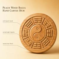 China Hand Carved Peach Wood Bagua Wall Plaque 30cm for Door Protection for sale