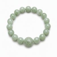 China Natural Green Jade Taoist Bracelet with Taiji Bagua Beads 10mm for sale